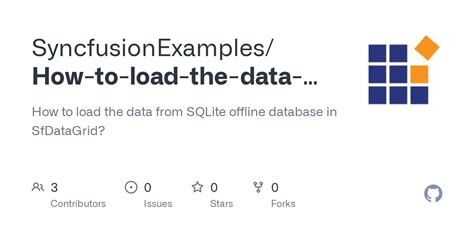 Github Syncfusionexampleshow To Load The Data From Sqlite Offline