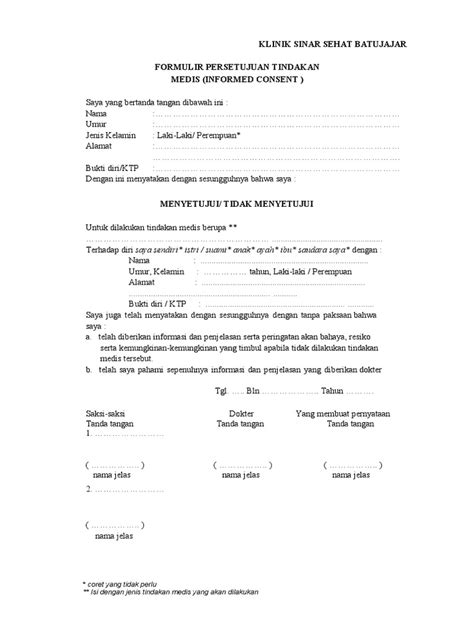3 2 Informed Consent Formulir Persetujuan Tindakan Medis Kpss Pdf