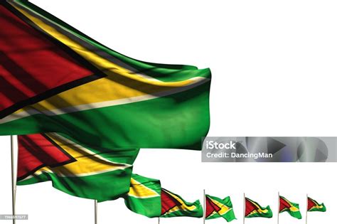 좋은 많은 가이아나 플래그는 텍스트에 대 한 장소와 흰색 절연 대각선 배치어떤 잔치 국기 3d 그림 0명에 대한 스톡 사진 및 기타 이미지 Istock