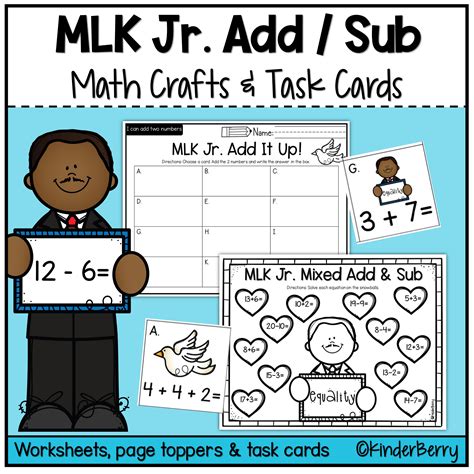 Martin Luther King Jr Addition And Subtraction Craft And Task Cards January Classful
