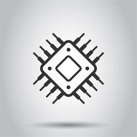 Premium Vector Computer Cpu Icon In Flat Style Circuit Board Vector Illustration On White