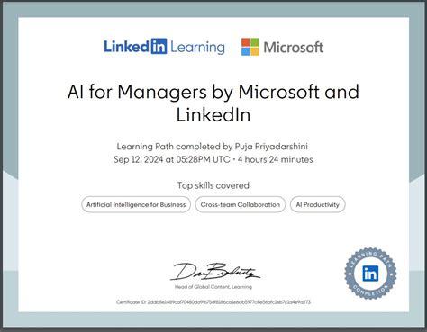 Learned About Ai For Managers By Microsoft And Linkedin Puja Priyadarshini Posted On The Topic