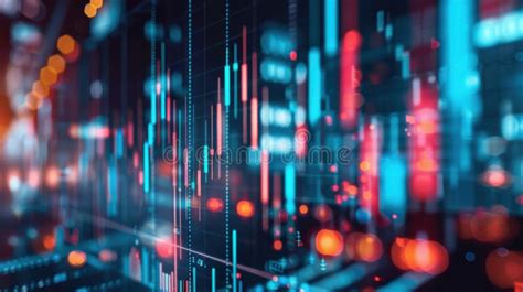 Blurred Colorful Graph Depicting Fluctuating Stock Market Data In A Futuristic Digital