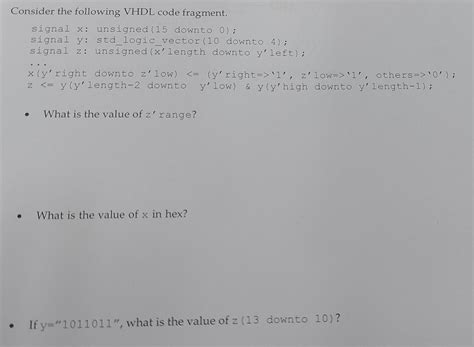 Solved Consider The Following Vhdl Code Fragment Signal X
