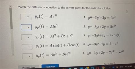 Solved Match The Differential Equation To The Correct Guess