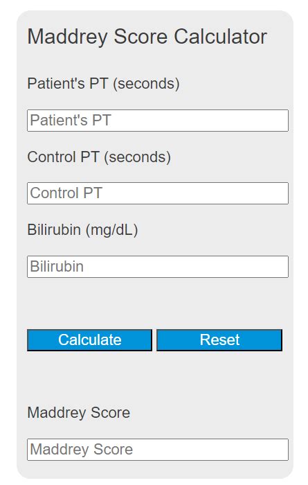 Maddrey Score Calculator Calculator Academy