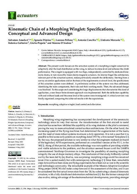 Pdf Kinematic Chain Of A Morphing Winglet Specifications Conceptual