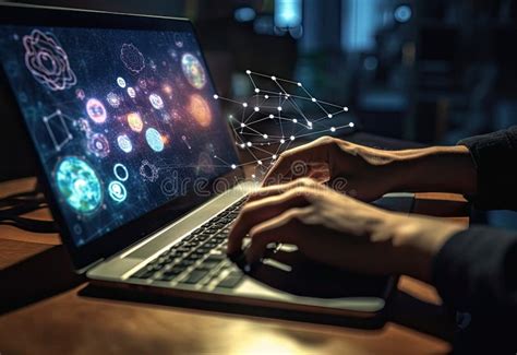 Close Up Of Woman Hands Typing On Laptop Keyboard Network Concept Stock Illustration