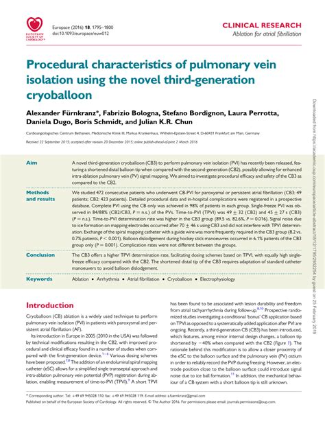 Pdf Procedural Characteristics Of Pulmonary Vein Isolation Using The Novel Third Generation