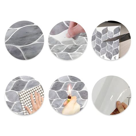 Gray Tone Kitchen Backsplash Tile Leaf Pattern Peel And Stick Backsplash Tile Grey 180 Piece
