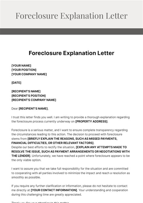 Free Foreclosure Letter Of Explanation Template To Edit Online