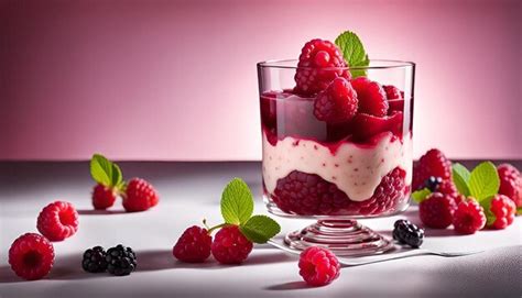 Raspberry Parfait Premium Ai Generated Image