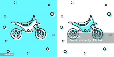 녹색과 흰색 배경에 격리 된 검은 색 라인 마운틴 자전거 아이콘입니다 임의 동적 셰이프 벡터 일러스트레이션 0명에 대한 스톡 벡터 아트 및 기타 이미지 Istock