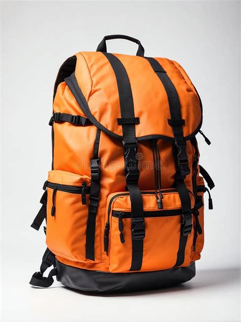 Orange Backpack On Plain White Ai Generated Stock Illustration Illustration Of Background