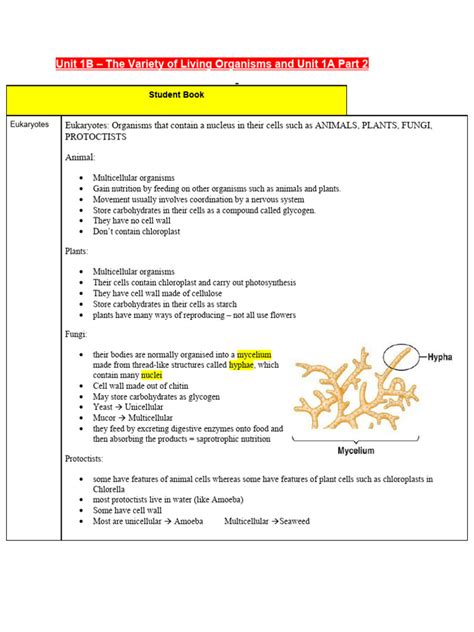 Edexcel Igcse Unit 1b The Variety Of Living Organisms And Unit 1a Part 2 Pdf Osmosis