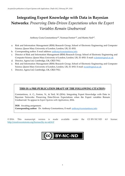Pdf Integrating Expert Knowledge With Data In Bayesian Networks