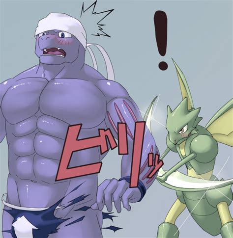 Rule 34 Anthro Bandana Blush Clothes Color Front View Insect Interspecies Machoke Male Male