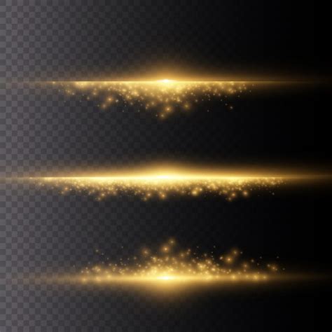 투명한 배경에 노란색 빛나는 빛이 폭발합니다 반짝이는 마법의 먼지 입자 밝은 별 투명한 빛나는 태양 밝은 플래시 프리미엄 벡터