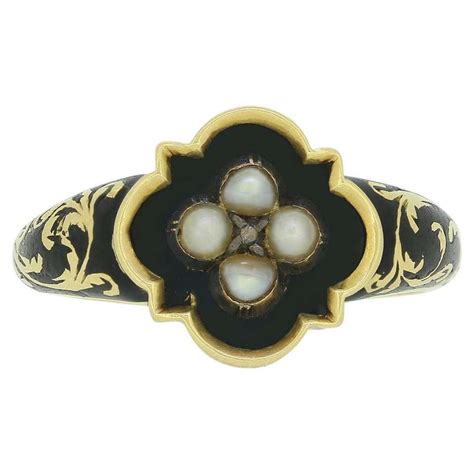 Victorian Pearl And Diamond In Memory Of Mourning Ring For Sale At