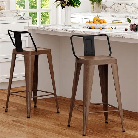 Wentment Metal Bar Stools Set Of 2 Counter Height Bar