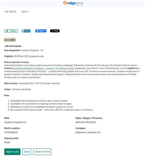 Edgeverve Infosys Systemsengineer Campushiring Techjobs 2025batch… X Careers