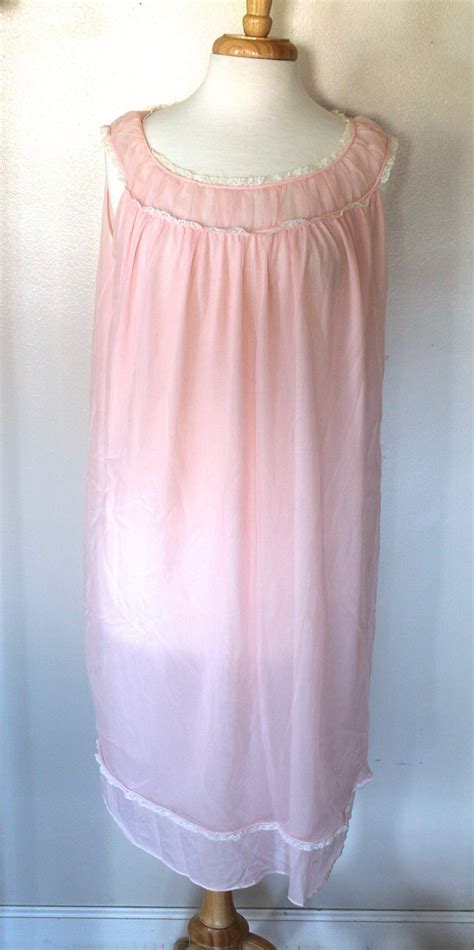Vintage 1950s 1960s Sheer Light Pink Chiffon Sleeveless Flowy