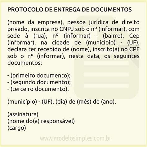 Total 69 Imagem Modelo Protocolo De Entrega De Documento Br