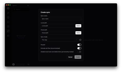 setup permanent synchronizations filen docs