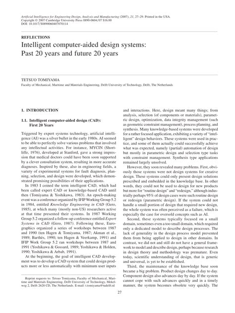 Pdf Intelligent Computer Aided Design Systems Past 20 Years And Future 20 Years