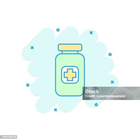 벡터 만화 스타일에서 만화 알 약 아이콘입니다 태블릿 개념 그림 그림 병 의료 비즈니스 스플래시 효과 개념입니다 0명에 대한 스톡 벡터 아트 및 기타 이미지 Istock