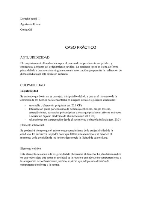 Dpii Partica 5 Derecho Penal Ii Derecho Penal Ii Agurtzane Ibisate