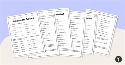 Estimate The Product Differentiated Worksheets Teach Starter Worksheets Library