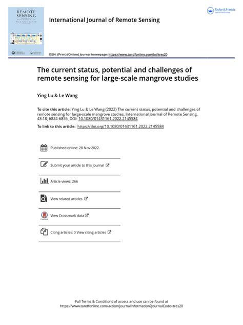The Current Status Potential And Challenges Of Remote Sensing For Large