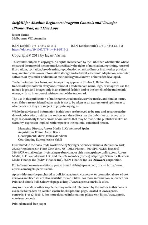 Swiftui For Absolute Beginners Program Controls And Views For Iphone