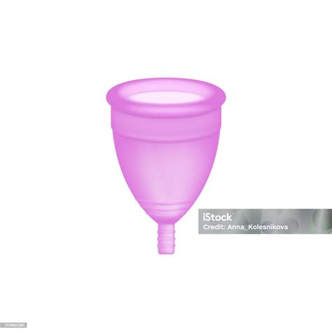 생리 컵 3d 현실적인 여성 위생 퍼플 컬러 생리 컵 중요 한 일에 여자를 위한 보호 벡터 일러스트 레이 션에 흰색 배경입니다