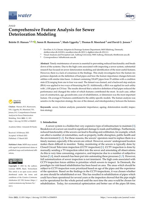 Pdf Comprehensive Feature Analysis For Sewer Deterioration Modeling