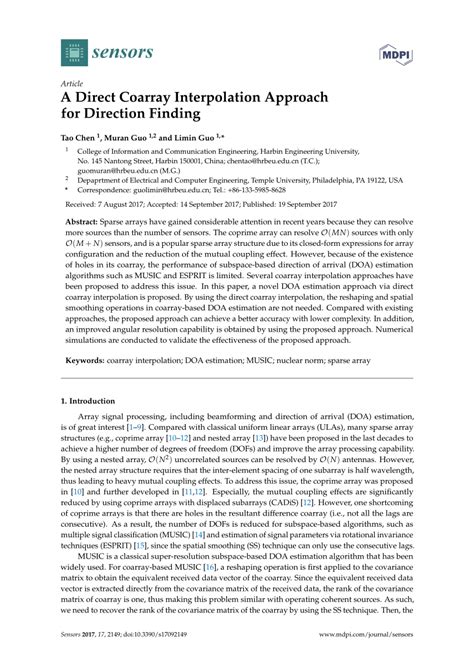 Pdf A Direct Coarray Interpolation Approach For Direction Finding