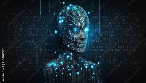 Artificial Intelligence Illustration With Ai Over Binary Code Matrix Background Wallpaper
