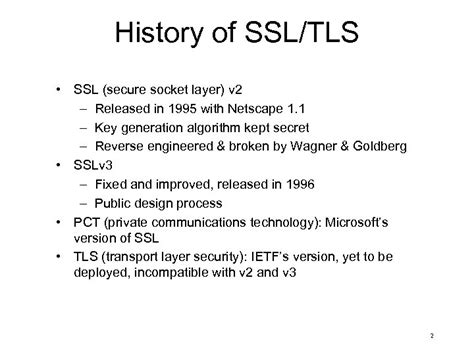 Lecture SSL TLS History Architecture