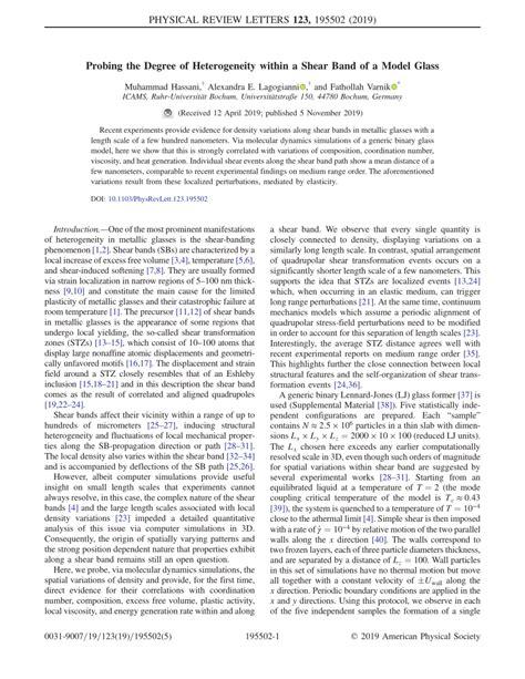 PDF Probing The Degree Of Heterogeneity Within A Shear Band Of A Model Glass