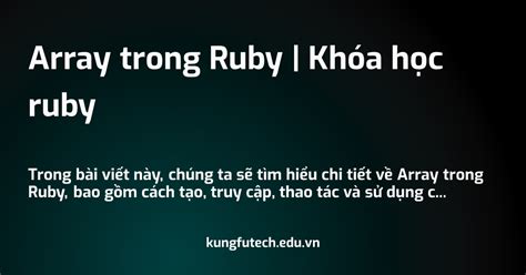 Array Trong Ruby Khóa Học Ruby