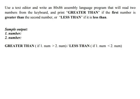 Solved Use A Text Editor And Write An 80x86 Assembly