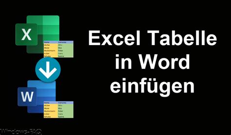 Excel Tabelle In Word Einfügen Windows Faq