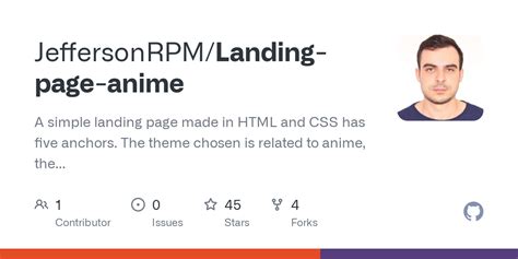 Github Jeffersonrpmlanding Page Anime A Simple Landing Page Made In