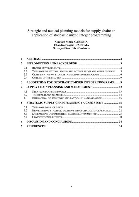 pdf strategic and tactical planning models for supply chain an application of stochastic