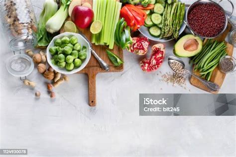 야채 과일 시리얼 콩 Superfoods 채식주의 채식 깨끗 한 먹는 다이어트에 대 한 다이어트 식품 개념 개념에 대한 스톡 사진 및 기타 이미지 Istock
