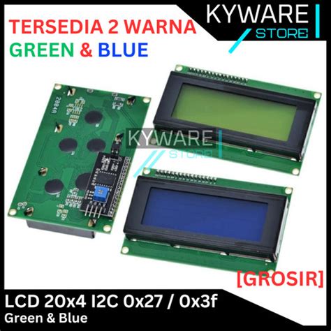 jual lcd 20x4 i2c module blue green interface 2004 biru hijau 20x04