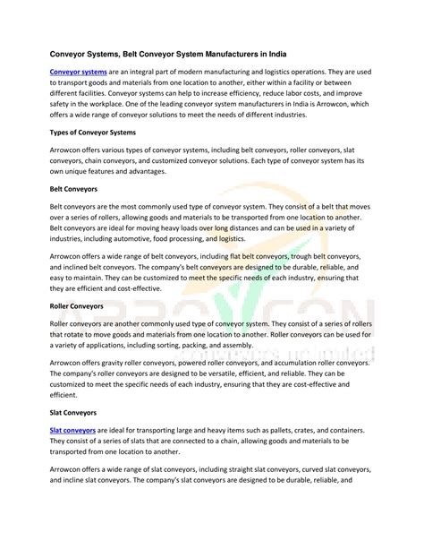 Ppt Conveyor Systems Belt Conveyor System Manufacturers In India Powerpoint Presentation Id