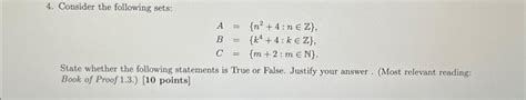 Solved Consider The Following Sets Chegg