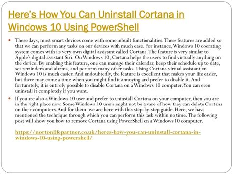 Ppt Heres How You Can Uninstall Cortana In Windows 10 Using Powershell Powerpoint